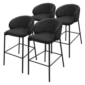 ML Design ML-Design Barhocker 4er Set Anthrazit mit Stoffbezug, H:76 cm, Gepolsterte Barst&uuml;hle mit Metallgestell, K&uuml;chenst&uuml;hle mit R&uuml;ckenlehne und Fu&szlig;st&uuml;tze, Tr