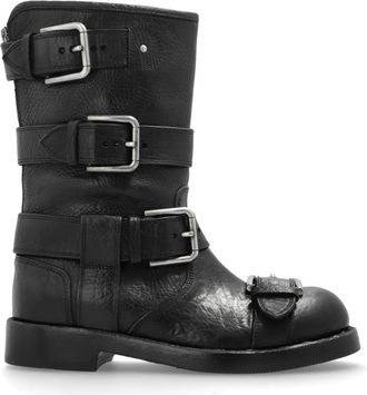 Dolce & Gabbana Femme, Chaussures, Noir, Taille: 38 1/2 EU Bottines en cuir