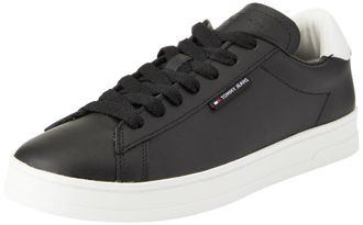 Tommy Jeans Herren Cupsole Sneaker Leather Schuhe, Schwarz (Black), 40
