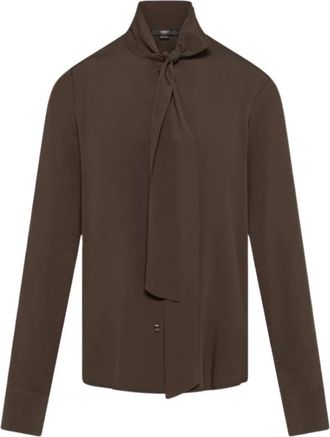 Seventy Jersey- und Cr&ecirc;pe-Bluse - - Blouses & Shirts - Damen - Braun - S