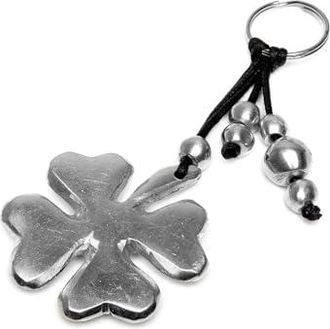 Vestopazzo AL06062 Porte-cl&eacute;s tr&egrave;fle porte-bonheur en aluminium 100 % recycl&eacute;, fabrication artisanale, hauteur pendentif 6 cm, argent, M