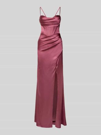 Luxuar Abendkleid aus Satin mit Gehschlitz und rückseitiger Schnürung