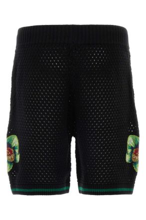 Casablanca Mens Orchid Bermuda Shorts Black Cotton Bermudas