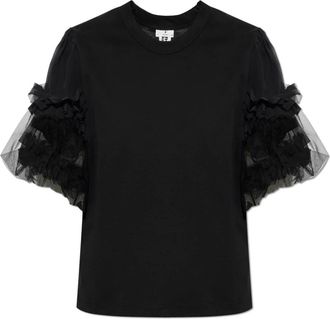 Comme Des Gar&ccedil;ons Femme, Tops, Noir, Taille: 36 FR T-Shirt &agrave; Volants D&eacute;coratifs