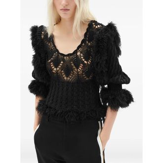Ann Demeulemeester Dudu Feather-trim Scallop-neck Sweater