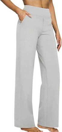 Generico Pantalon de jogging baggy pour femme - Contr&ocirc;le du ventre - Jambe large - Push Up - Coupe droite - Pantalon de travail formel avec poches - Couleur un