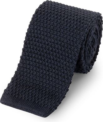 CHARLES TYRWHITT Strickkrawatte aus Wolle - Marineblau