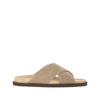 Brunello Cucinelli Homme, Chaussures, Gris, Taille: 41 EU Sandales &agrave; brides crois&eacute;es en daim