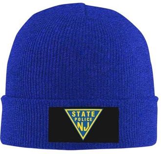 Generic Police De LÉtat du New Jersey Femme Homme Bonnet De Trawler Chaud Bonnets Tricoté Coupe-Vent Skull Cap pour Casque Moto Sport Le Quotidien
