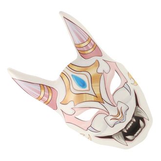 NUOBESTY Weiße Hannya Dämonenmaske Japanischer Stil Cosplay Maske für Halloween Kostüm Party Unisex Erwachsene Gruselige Vollgesichtsmaske für Karneval und Rol