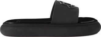 Moncler Sandalen - Cushioned Black Logo Slides With Relief Detail - Gr. 40 (EU) - in Schwarz - für Damen