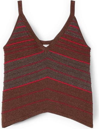 Motivi Femme, Tops, Rouge, Taille: 40 FR Haut en maille ray&eacute; avec fil lurex