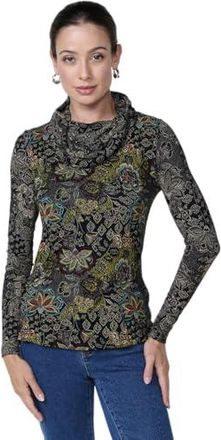 Kor&ouml;shi T-shirt pour femme multicolore &agrave; manches longues, col roul&eacute; avec imprim&eacute; floral, de couleur multicolore, multicolore, S