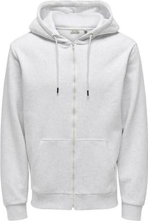 Only & Sons Onsceres Zip THR Sweat &agrave; Capuche Noos, Super Light Grey Melange, XL