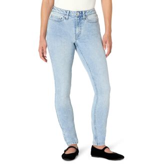 Amazon Essentials Damen Hochelastische Skinny-Jeans Mittelhoher Bund, Helles Eisblau, 36-38 Kurz