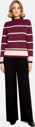 Betty Barclay Strickpullover BETTY BARCLAY Damen mit Stehkragen, Damen, Gr. 36, lila (patch dunkelrot, beige), Strick, Obermaterial: 55% Viskose, 30% Polyester, 15%