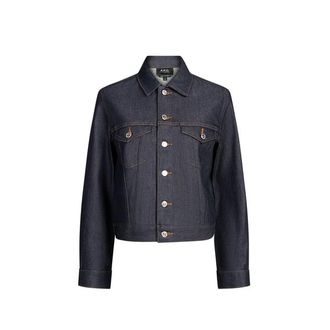 A.P.C. Veste denim cropped en coton m&eacute;lang&eacute;
