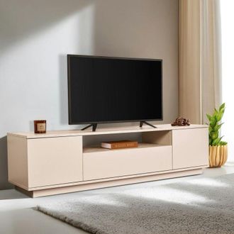 Pier Import Meuble TV moderne 3 portes nude et effet travertin MARFA