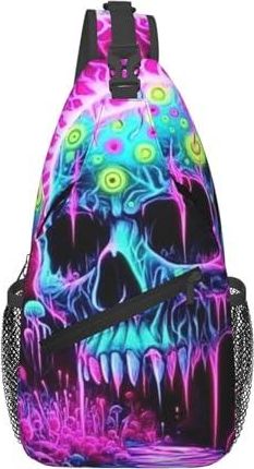 Generic Sac &agrave; dos &agrave; bandouli&egrave;re motif t&ecirc;te de mort psych&eacute;d&eacute;lique pour homme