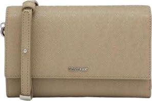 Calvin Klein Portefeuille Femme Must Trifold avec Dragonne, Gris (Crockery), Taille Unique