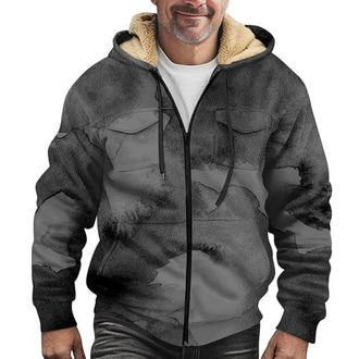 Generic Sweat &agrave; capuche en polaire avec fermeture &eacute;clair int&eacute;grale pour homme - Doublure chaude - Veste &agrave; capuche douce dhiver d&eacute;contract&eacute;e avec cordon de ser