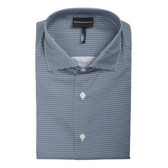 Emporio Armani Hemd aus Stretch-Baumwolle mit Printmuster - - Shirts - Herren - Blau - S