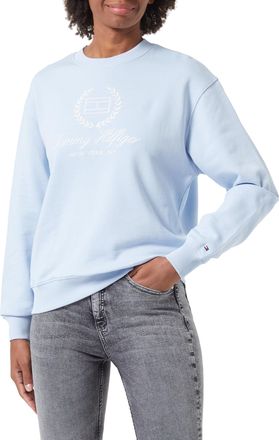 Tommy Hilfiger Damen Sweatshirt ohne Kapuze, Blau (Breezy Blue), XXS