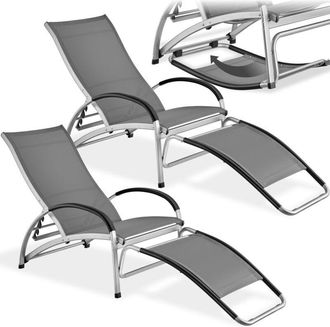 TecTake 2 Chaises longues bascule 4 positions anthracite