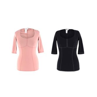 Ernest Leoty Black & Pink Corset Inspired Set of 2 Tops Size XS