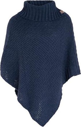 Knit Factory Nicky Poncho Tricoté - Cape Femme - Poncho Femme - Poncho pour lAutomne et lHiver - Poncho en Laine et Acrylique - avec col écharpe - Jeans - Taille U