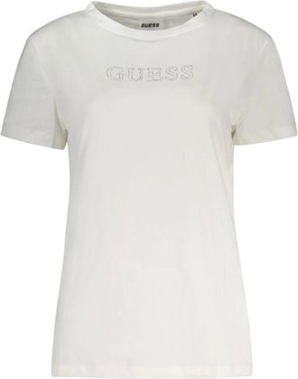 Guess Femme, Tops, Blanc, Taille: 36 FR T-shirt &agrave; manches courtes avec d&eacute;tails en strass