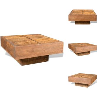vidaXL Couchtisch Braun Quadratisch Massivholz Mango - Couchtisch - Holzm&ouml;bel - Mangoholz - Wohnzimmerschmuck - Vintage Stil