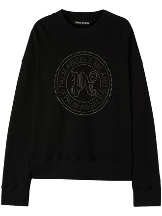 Palm Angels sweat Milano &agrave; logo strass&eacute; - Noir