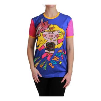 Dolce & Gabbana Crewneck T-Shirt Jahr des Schweins - - Tops - Damen - Mehrfarbig - S