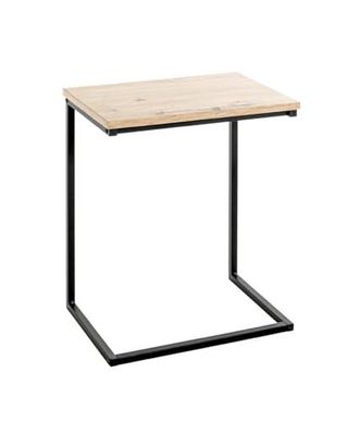 Haku Möbel Beistelltisch, Eiche, schwarz (Eiche hell), MDF, Metall - Maße: B 40 x H 50 x T 30 cm, Style: Modern