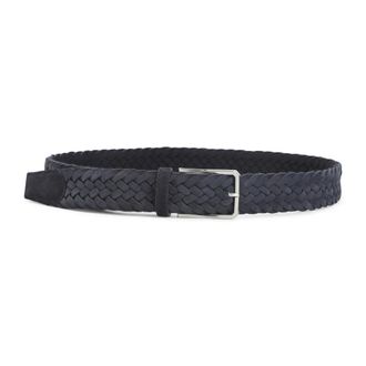 Canali Homme, Accessoires, Bleu, Taille: 105 CM Braided Split Leather Belt
