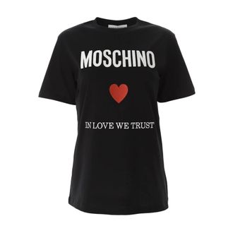 Moschino Bio-Baumwolle Liebe Vertrauen T-Shirt - - Tops - Damen - Schwarzk - L