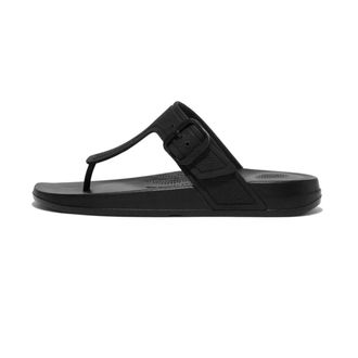 FitFlop Damen Iqushion Zehensteg Flache Sandale, Schwarz, 41 EU