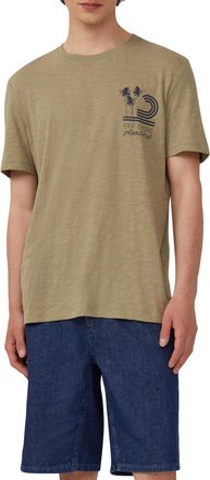 s.Oliver Baumwoll-T-Shirt mit Frontprint und Flammgarnstruktur