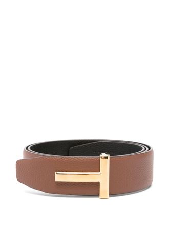 Tom Ford ceinture en cuir à design réversible - Marron