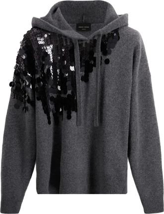 Roberto Collina pull brodé de sequins - Gris