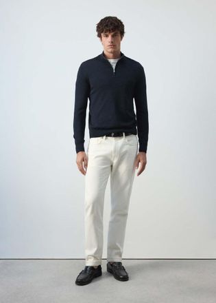 Mango Pull 100 % laine maille fine fermeture &Eacute;clair bleu marine - Homme - XXL - MANGO MAN