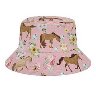 Generic Cheval Et Fleur Chapeau De Pêcheur Mode Chapeau Pêche Léger Visière Capeline pour Plein Air Hommes Femme