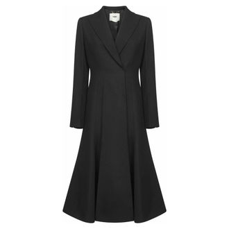 Fendi Schwarzer Woll-Peplum-Mantel - - Coats - Damen - Schwarzk - S