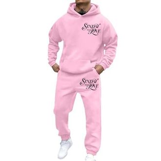 Generic Y2K Surv&ecirc;tement 2 pi&egrave;ces pour homme avec sweat &agrave; capuche et pantalon de jogging imprim&eacute; Surv&ecirc;tement respirant Activewear Tracksuit avec fermetures &eacute;cl