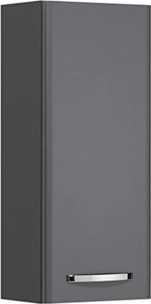 PELIPAL Badezimmer Hängeschrank Quickset 327 in Anthrazit Hochglanz, 30 cm breit | Bad Wandschrank mit 1 Tür und 2 Einlegeböden