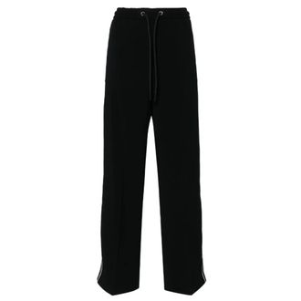 Moncler Schwarz/Wei&szlig;e Krepphose mit geradem Bein - - Trousers - Damen - Schwarzk - S