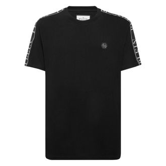 Philipp Plein Homme, Tops, Noir, Taille: 2XL T-Shirt Col Rond Ruban