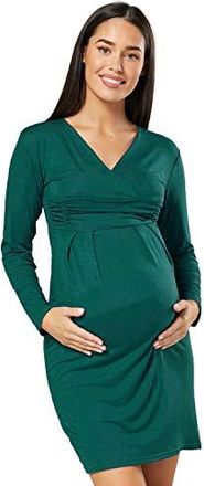 Happy Mama Aux Femmes Maternit&eacute; Allaitement Crayon Jersey D&eacute;sinvolte Robe 285p (Vert Fonc&eacute;, 40, L)