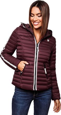 Navahoo Damen Jacke Steppjacke &Uuml;bergangsjacke gesteppt Herbst Kapuze B811 [B811-Kim-Pri-Weinrot-Gr.XS]